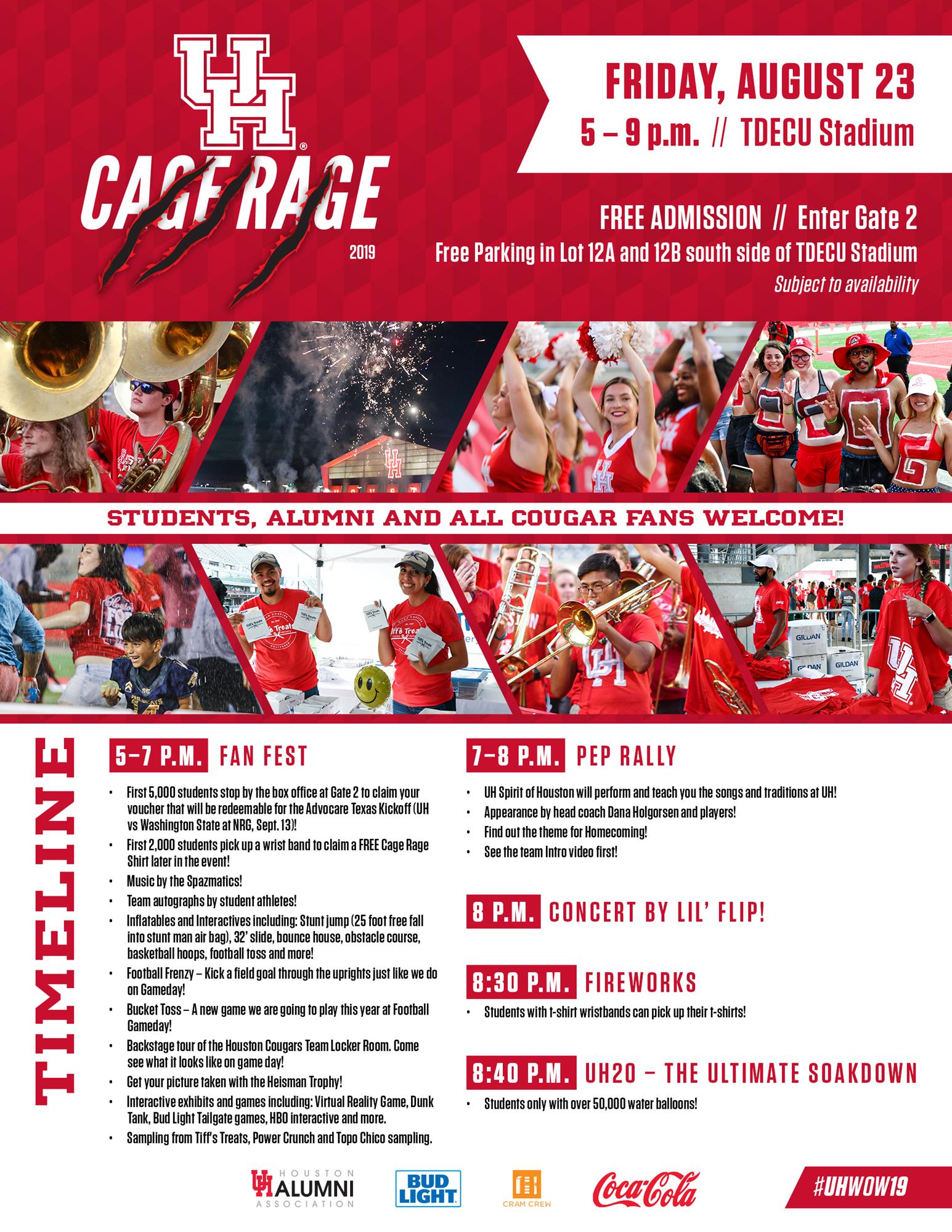 Fan Fest And Cage Rage Schedule Cougar Football Coogfans